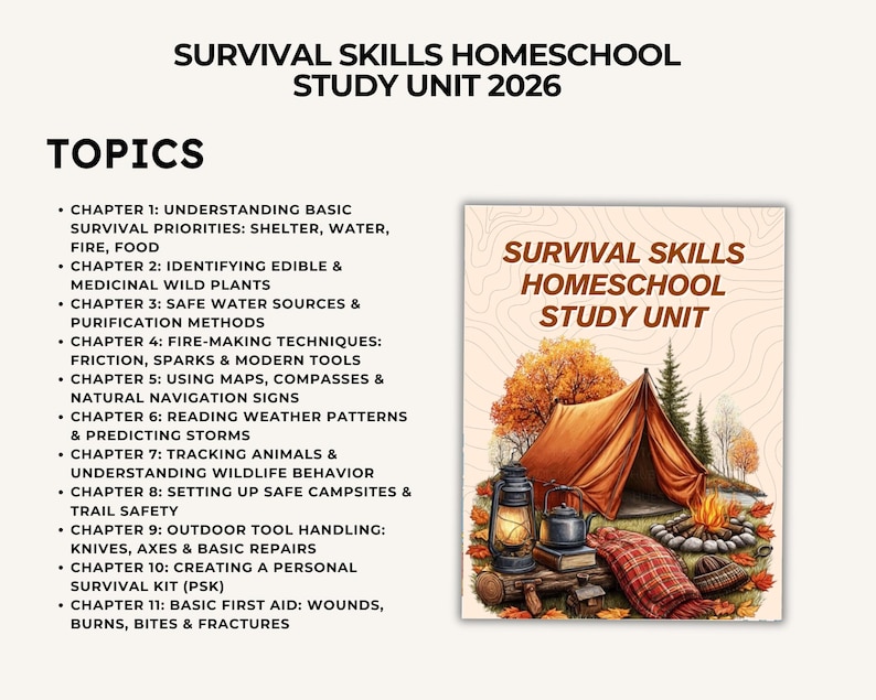 Survival Skills Homeschool Unit, Summer Camp, Girl Scouts (PDF) - Etsy ...