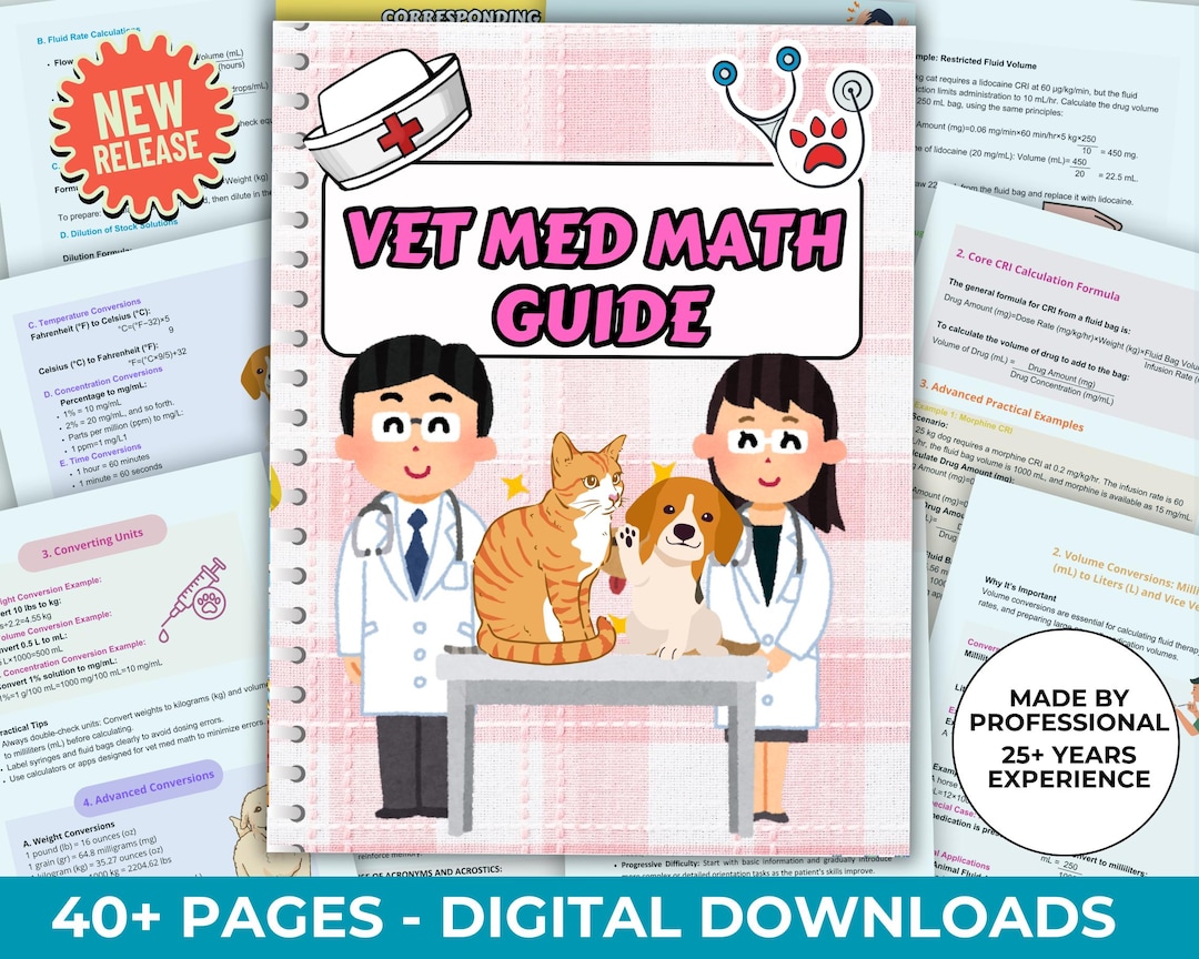 Vet Med Math Guide: Veterinary Calculations & Dosage (digital Download ...