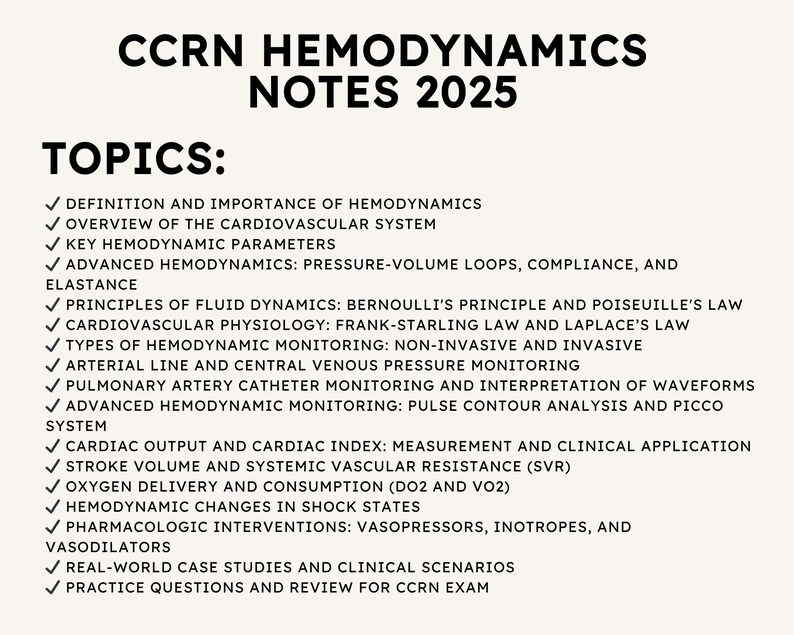 CCRN Hemodynamics Crash Course | ICU Critical Care Nursing Notes ...
