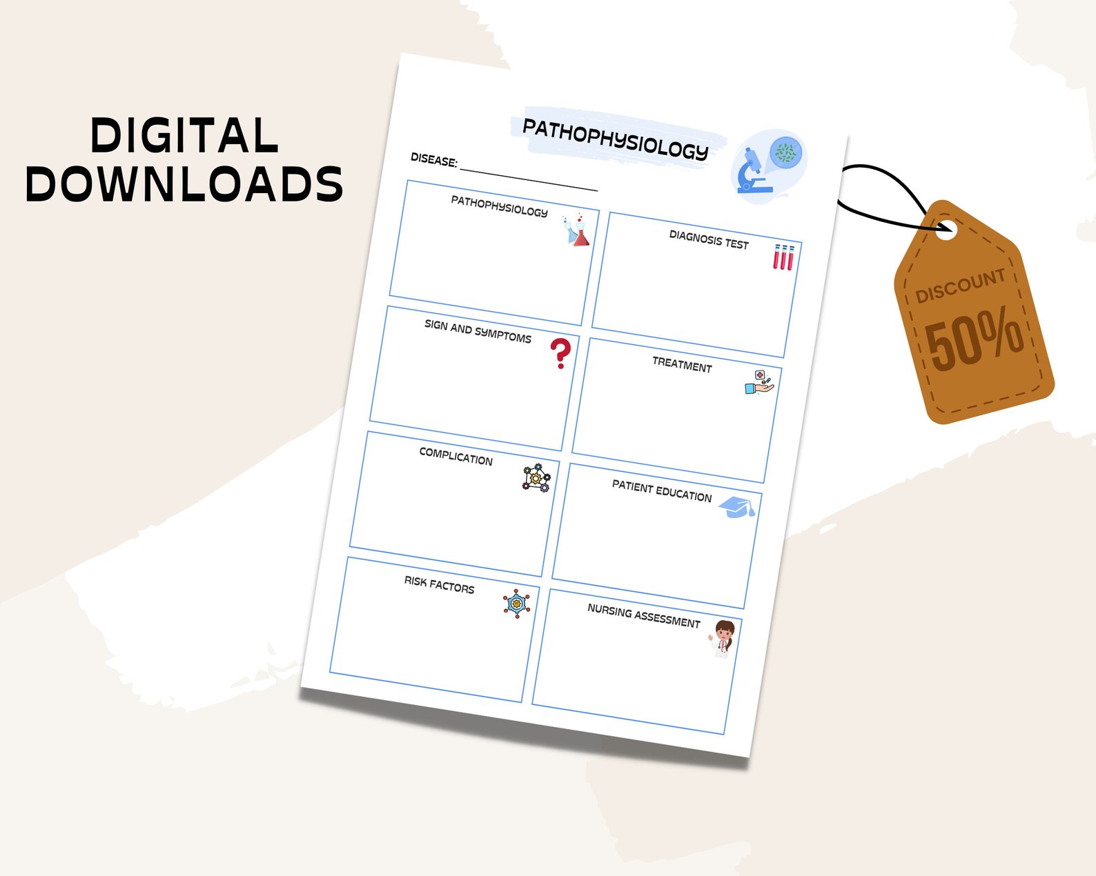 Editable Pathophysiology Template | Med Surg Study Template | Disease ...