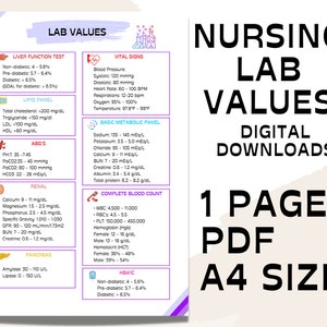 Nursing Lab Values, Lab Value Cheat Sheet, Nursing Cheat Sheet, RN ...