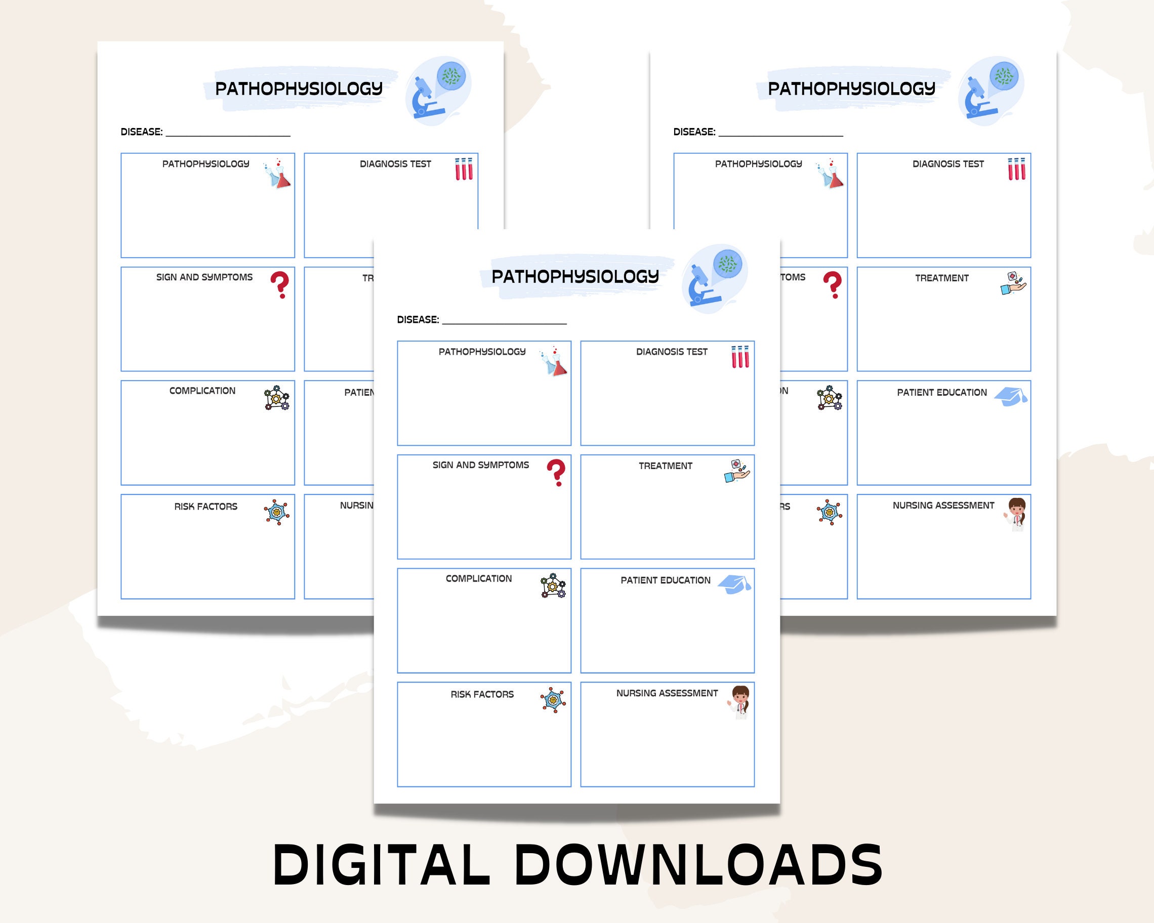 Editable Pathophysiology Template | Med Surg Study Template | Disease ...