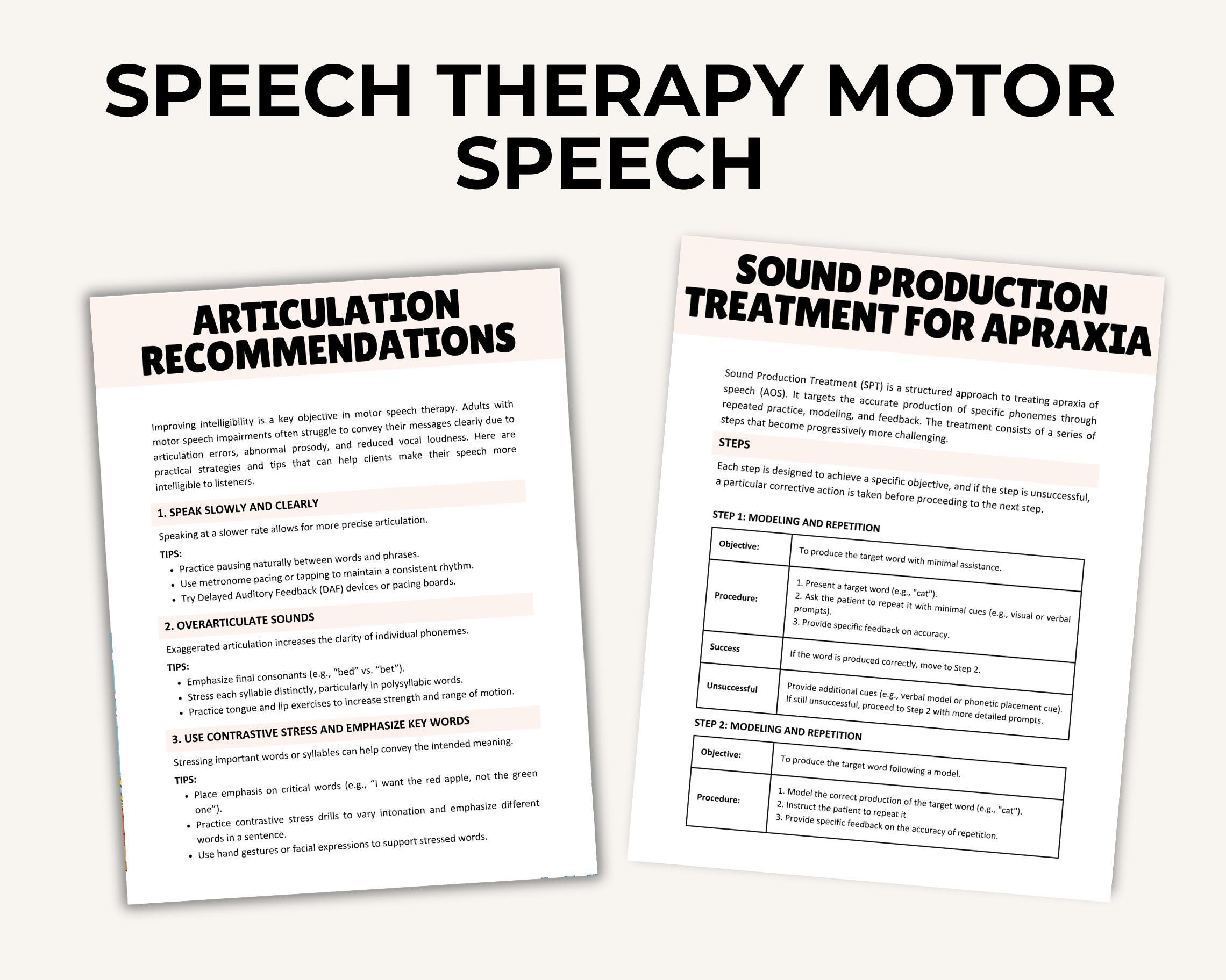 Motor Speech Therapy Pack: SLP Adult Patient Resources (PDF) - Etsy