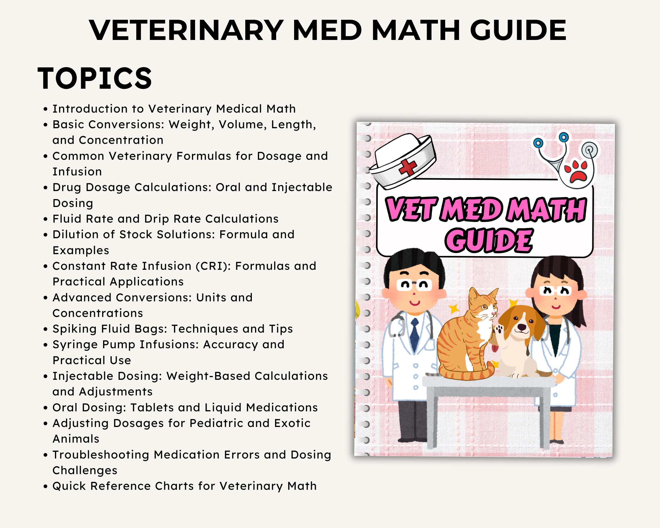 Vet Med Math Guide: Veterinary Calculations & Dosage (digital Download ...