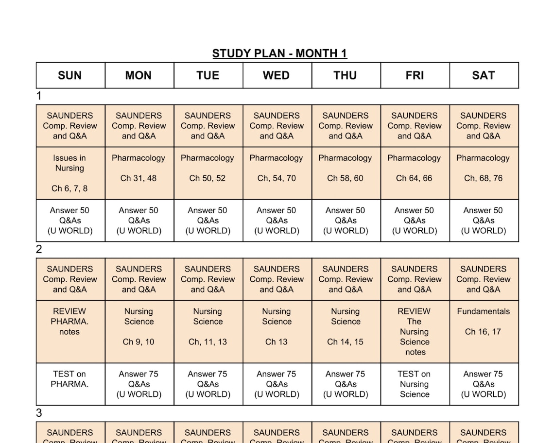 Nclex Study Plan, Nclex Study Schedule, Nclex Study Calender, Nclex ...