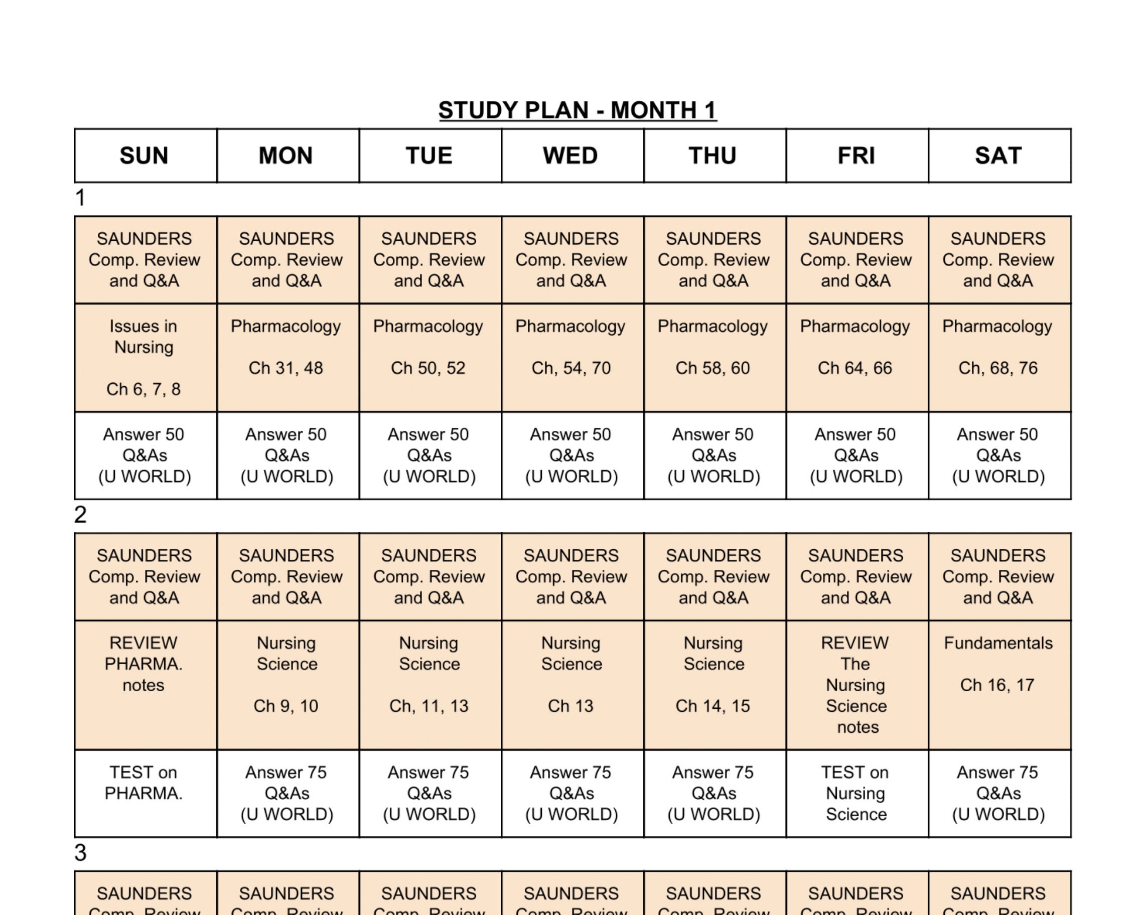 Nclex Study Plan, Nclex Study Schedule, Nclex Study Calender, Nclex ...