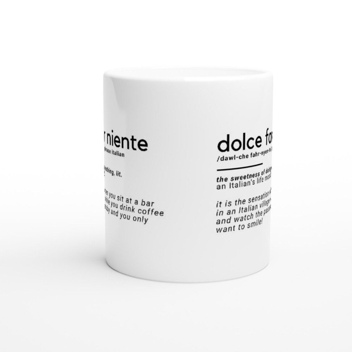 Dolce Far Niente Mug, Definition Mug, Italian Phrase, Italian Sayings ...