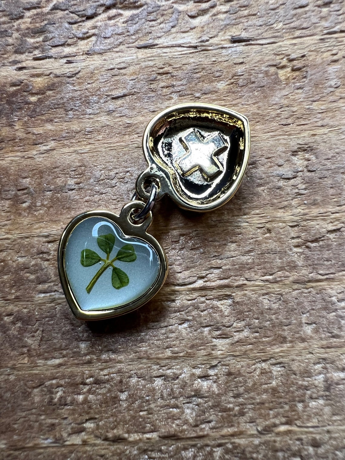 Real 4 Four Leaf Clover Gold Plated Locket Heart Charm Necklace Jewelry ...