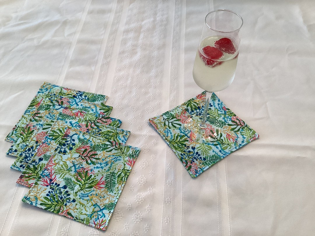 Vibrant Coastal Fabric Cocktail Napkins. Great Hostess Gift. Great for ...