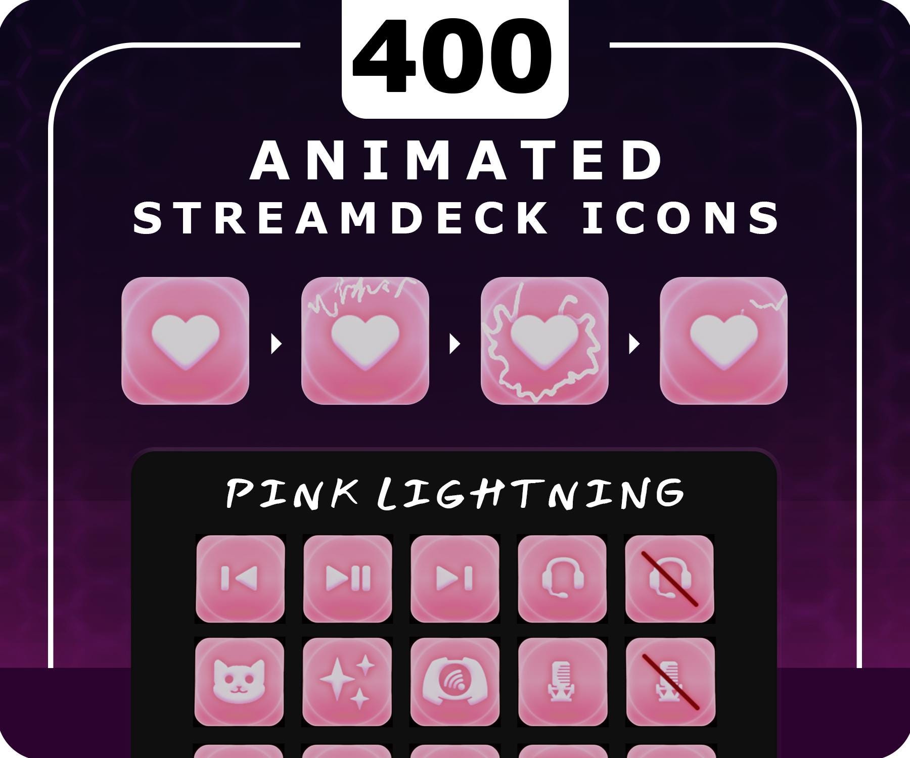 Streamdeck Icons Pink Lightning Cute Streamer Set [400 Icons] - Etsy