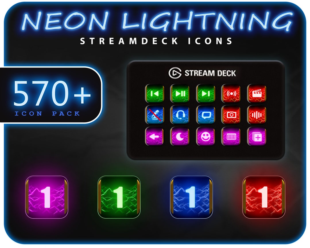 Neon Lightning Streamdeck Icon Set 570 - Etsy
