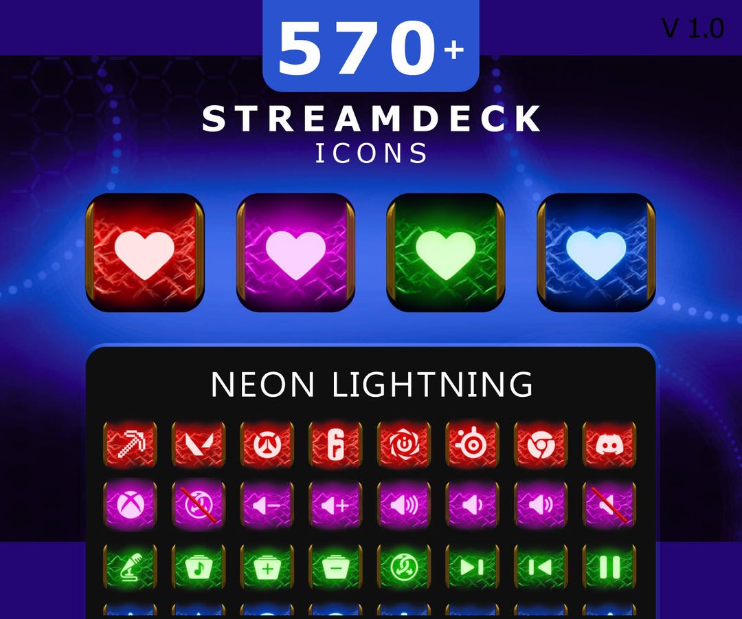Neon Lightning Streamdeck Icon Set [~ 570+!!] - Etsy