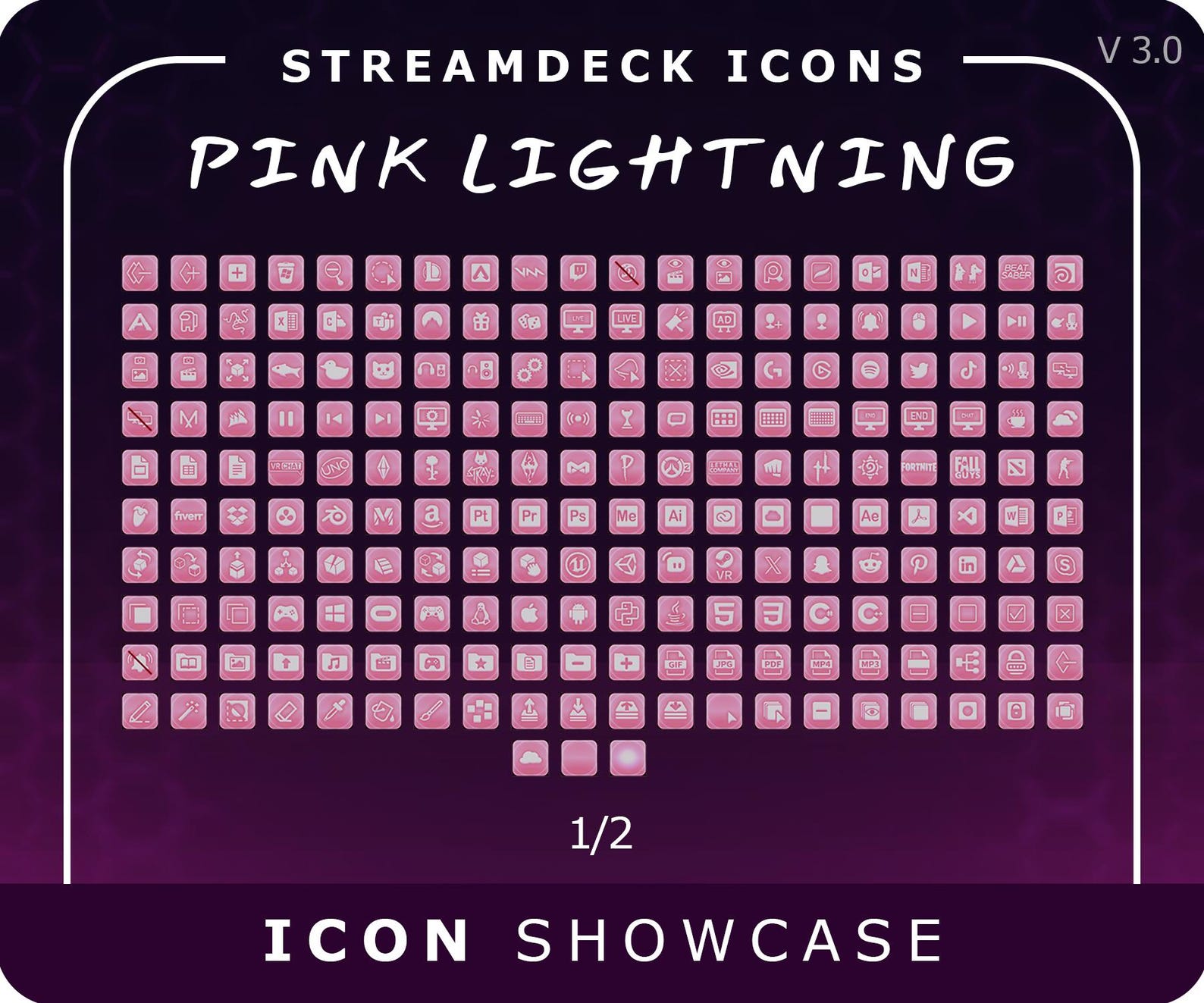Streamdeck Icons Pink Lightning Cute Streamer Set [400 Icons] - Etsy