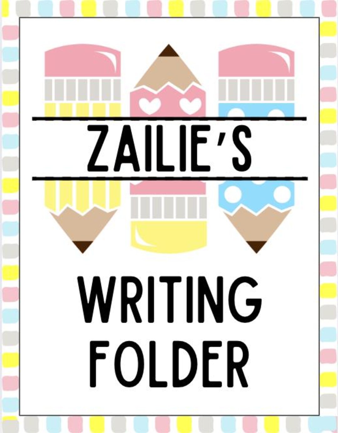 Student Writing Folder Cover Pastel Pencil Theme - Etsy