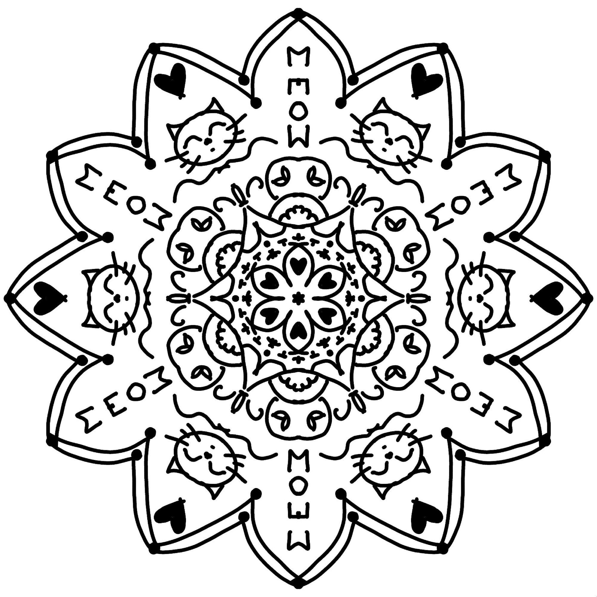 Mandala Kitty PNG, JPG, PDF Cat in a Mandala, Meow Mandala - Etsy