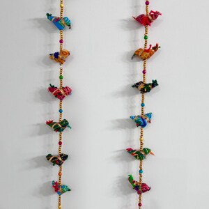 Set of 2,indian Handmade Bird Hanging With Bells, Indian Bird Garland ...