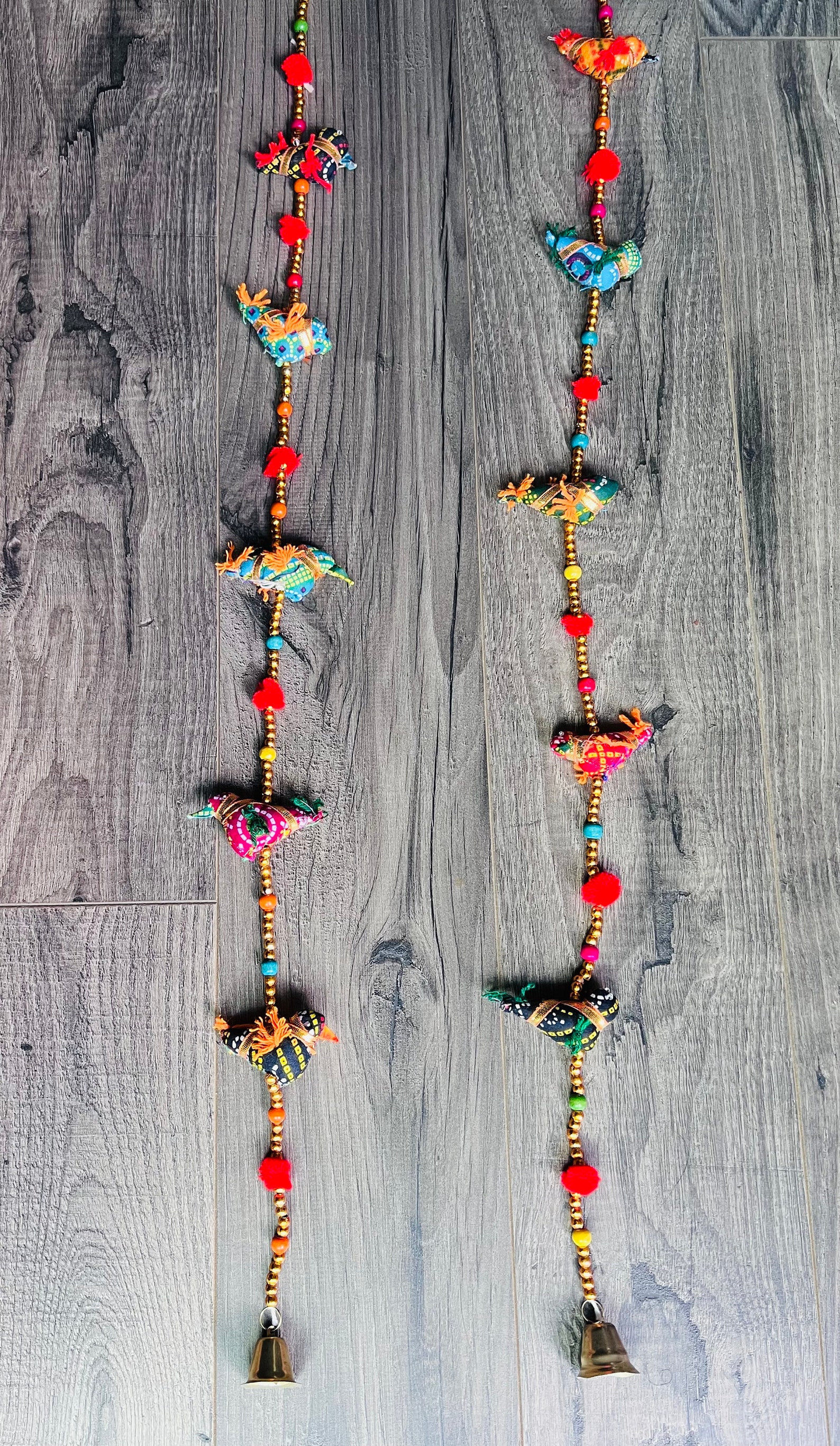 Set of 2,indian Handmade Bird Hanging With Bells, Indian Bird Garland ...