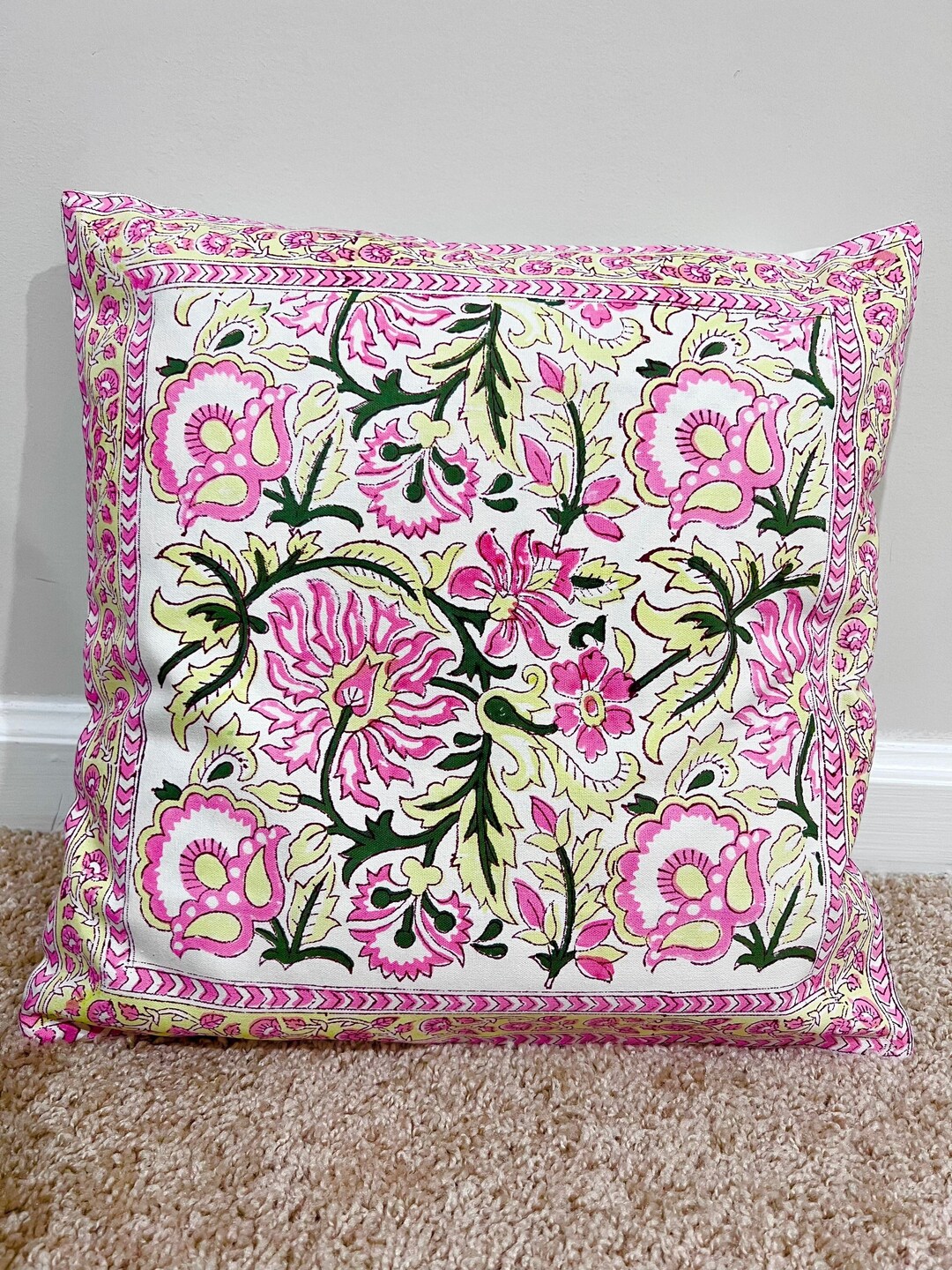 Indian Block Print Pillow Covers, Decorative Cotton Pillow Case, Indian ...
