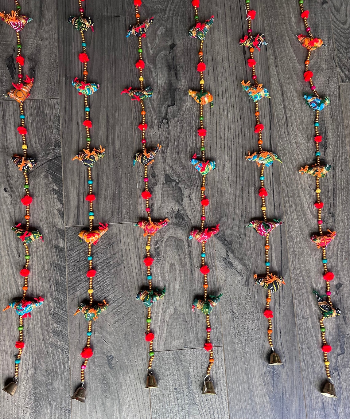 Set of 2,indian Handmade Bird Hanging With Bells, Indian Bird Garland ...