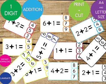 SUBTRACTION Math Montessori Clip Card Flash Cards Educational Material ...