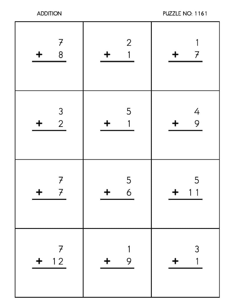 2O Addition Puzzle (black & White) Sum up to 20. Addition (adding ...