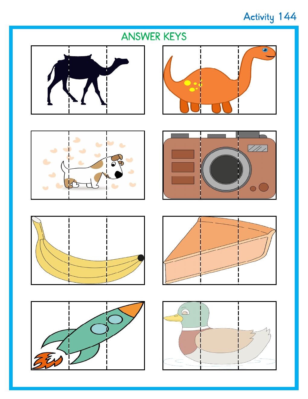 Matching Puzzle Printable,30 Pages,3 Pieces, Activity, Worksheet ...