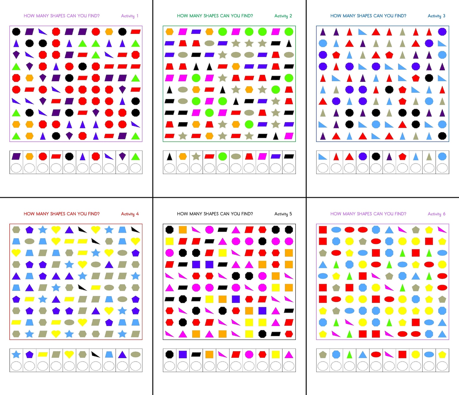 Printable Shapes Search and Count, Counting, Coloring, Homeschool, Kids ...