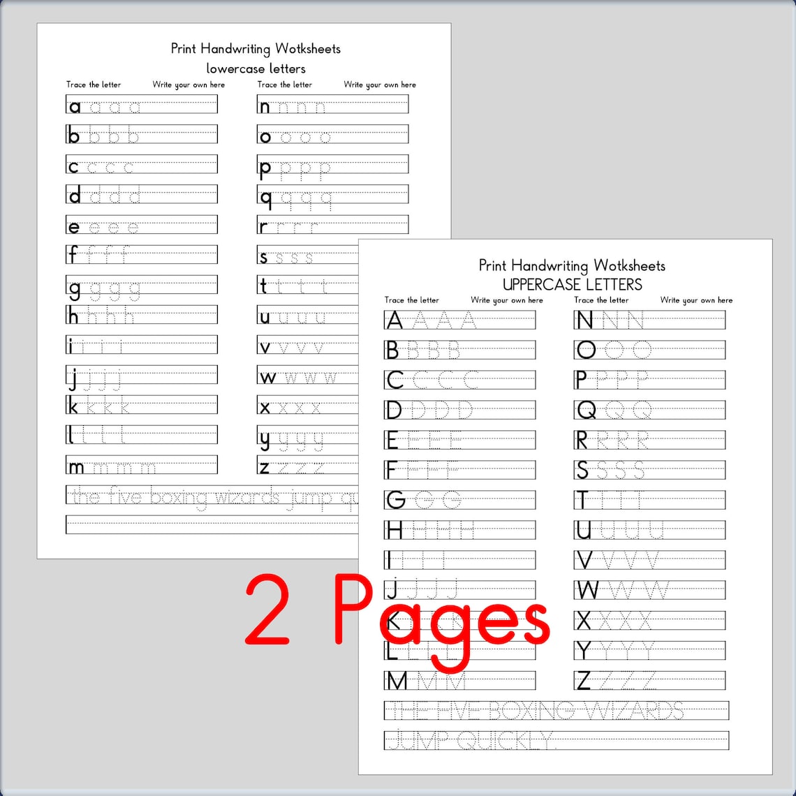 Printable Handwriting Worksheets80 Pages letters, Words, and Sentences ...
