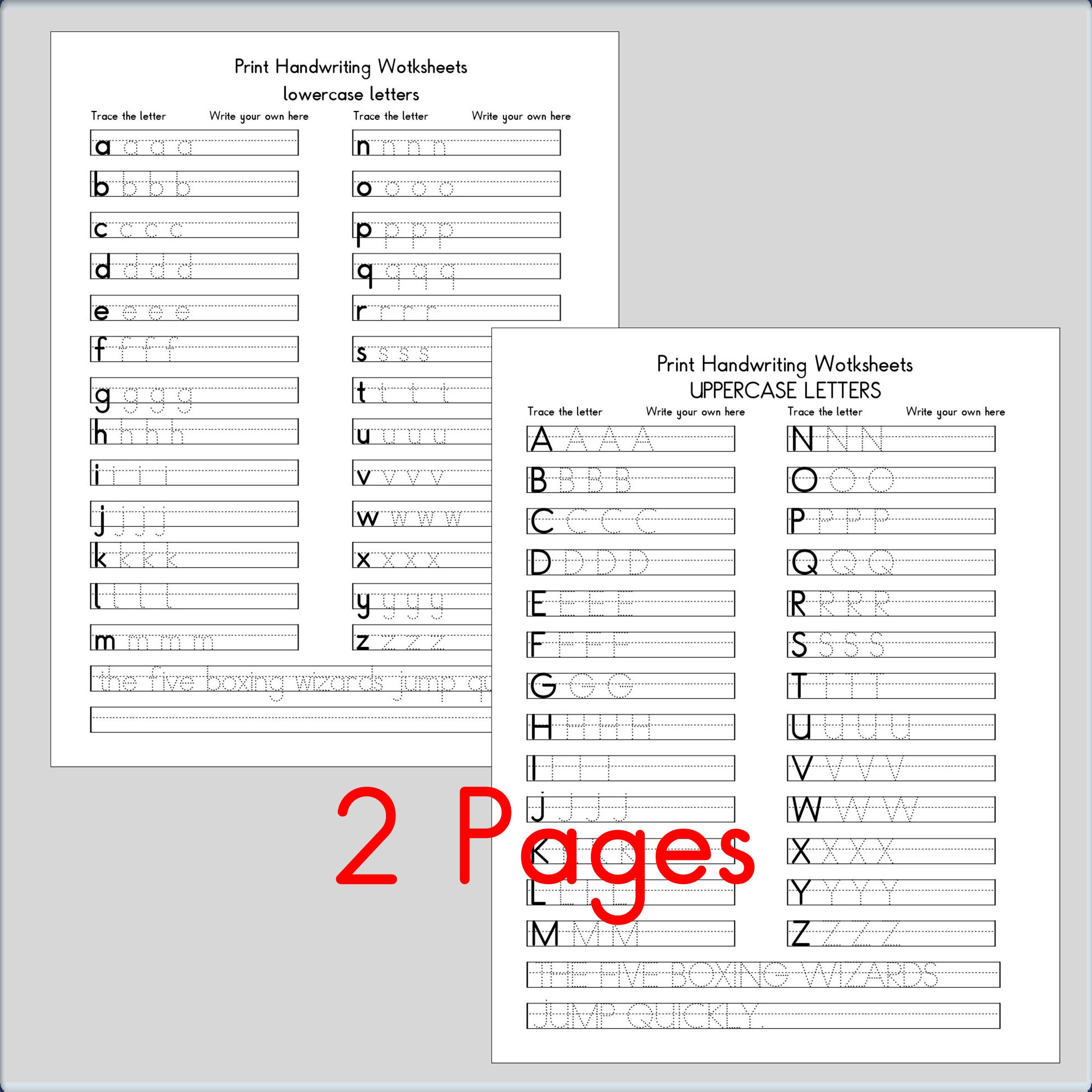 Printable Handwriting Worksheets80 Pages letters, Words, and Sentences ...