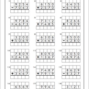 Addition and Subtraction Math Worksheets. 3 Digit & 4 Digit 40 Pages ...
