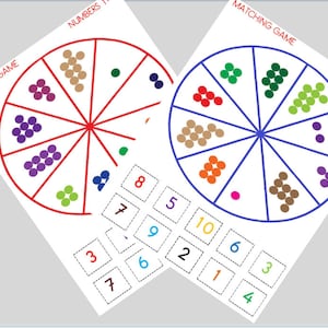 Matching Game, Number 1-10, Preschool, Kindergarten, Homeschool ...