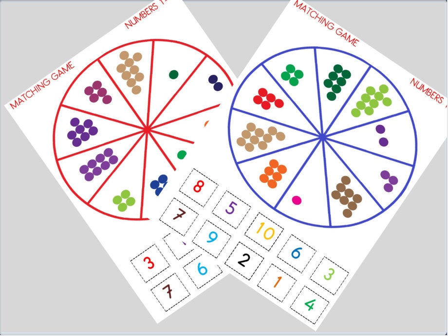 Matching Game, Number 1-10, Preschool, Kindergarten, Homeschool ...