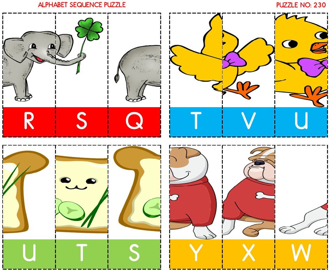3 Piece Animal Puzzle Alphabet Sequence. Printable Puzzle Activity. - Etsy