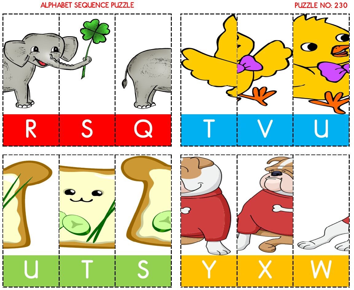 3 Piece Animal Puzzle Alphabet Sequence. Printable Puzzle Activity. - Etsy
