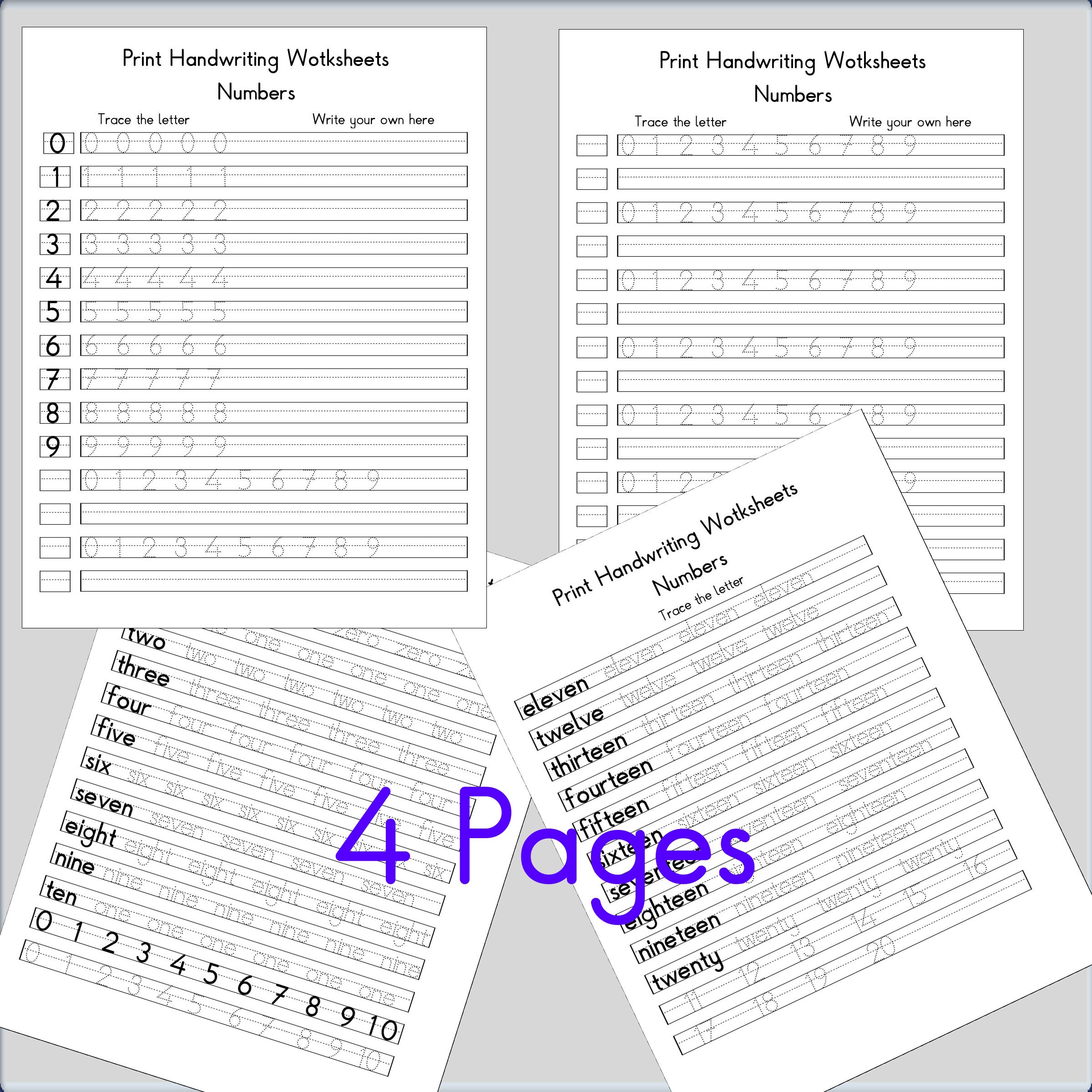 Printable Handwriting Worksheets80 Pages letters, Words, and Sentences ...