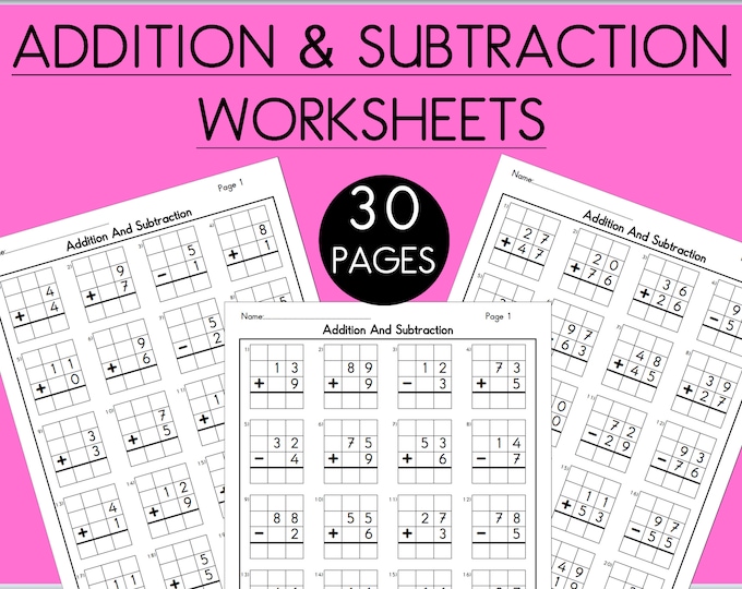 Addition and Subtraction Single Digit Math Timed Tests Speed Drills ...