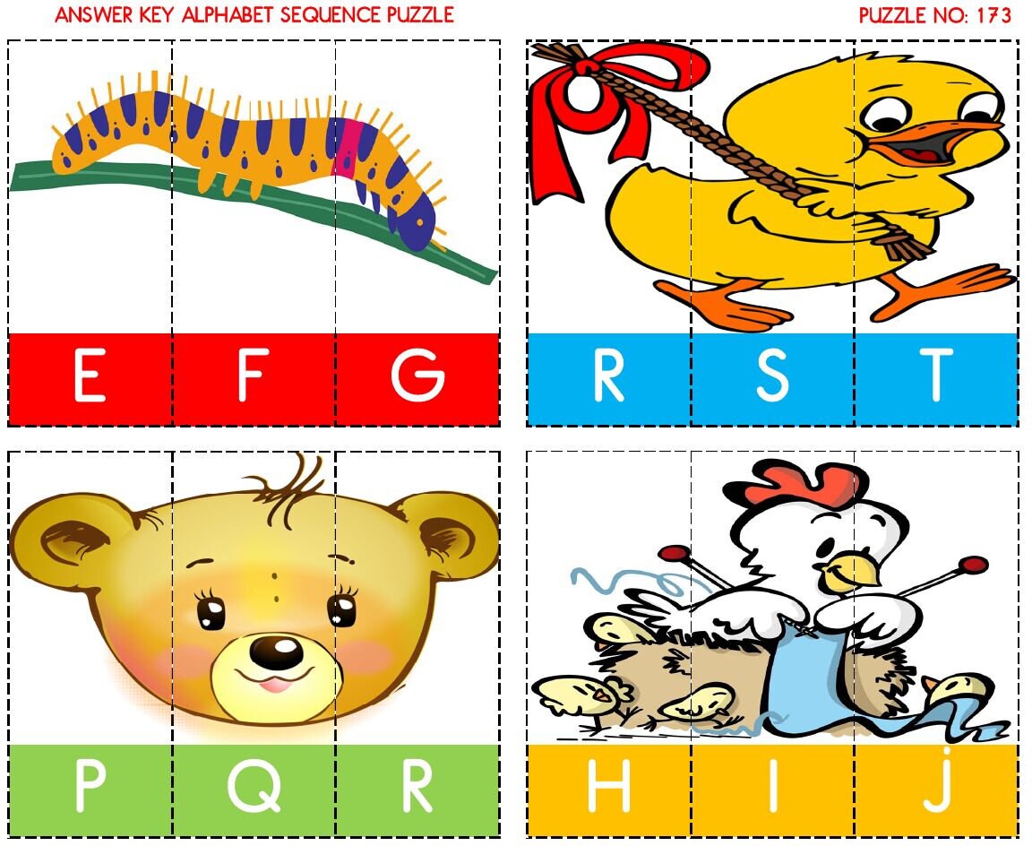 3 Piece Animal Puzzle Alphabet Sequence. Printable Puzzle Activity. - Etsy