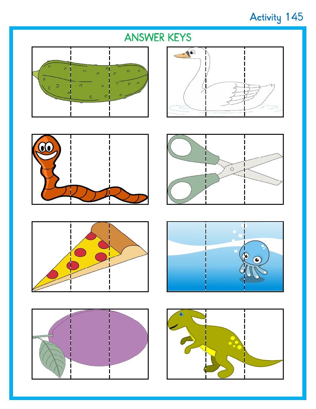 Matching Puzzle Printable,30 Pages,3 Pieces, Activity, Worksheet ...