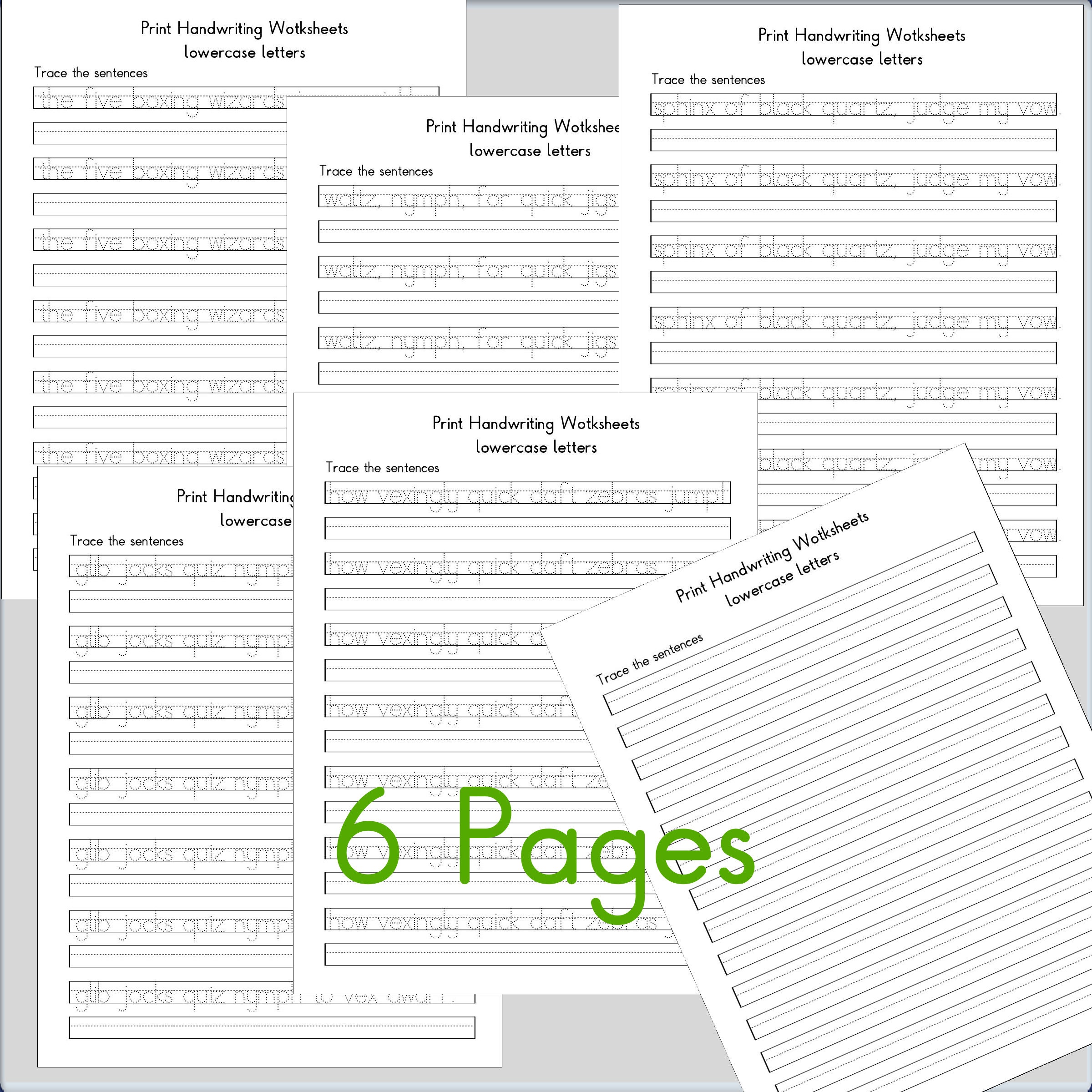 Printable Handwriting Worksheets80 Pages letters, Words, and Sentences ...