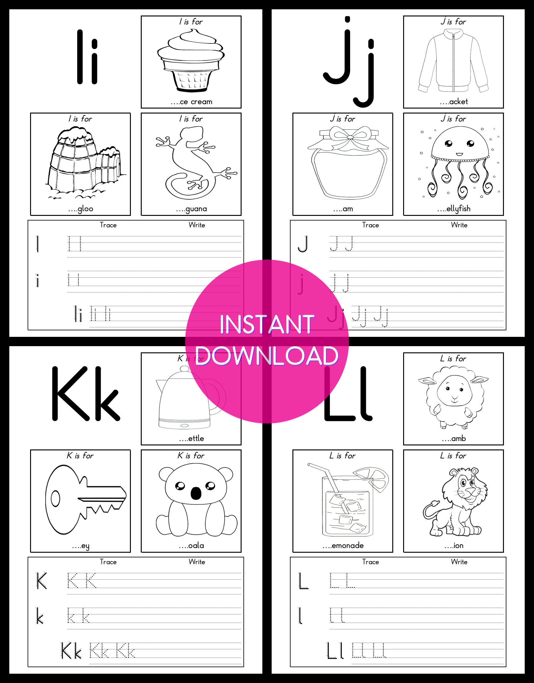 Alphabet Worksheets, Printable Letter Worksheets, Homeschool Worksheets ...