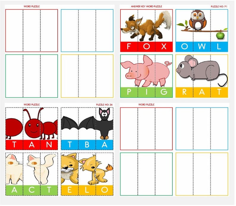 36 Word Puzzle Printable Activity Instant Download PDF Kindergarten Pre ...