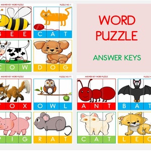 36 Word Puzzle Printable Activity Instant Download PDF Kindergarten Pre ...