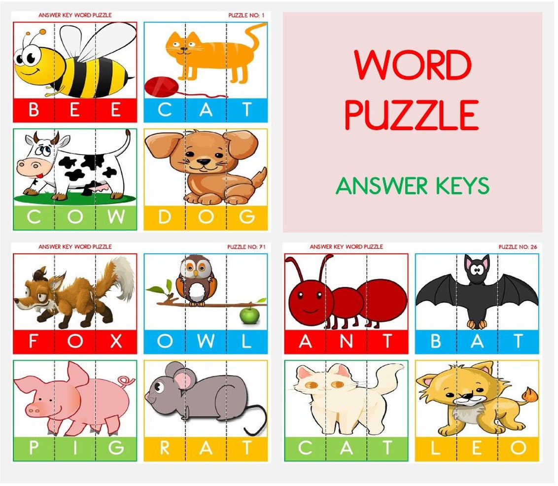 36 Word Puzzle Printable Activity Instant Download PDF Kindergarten Pre ...