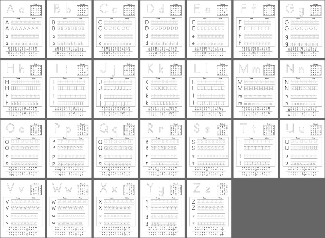 26 Printable Alphabet. Letters Worksheets. Preschool Alphabet ...