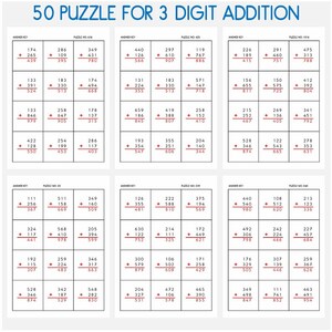 50 Puzzle for 3 Digit Addition. Addition (adding) Animal Puzzles for ...