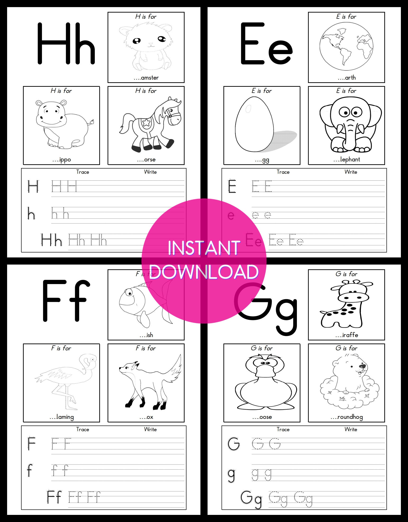 Alphabet Worksheets, Printable Letter Worksheets, Homeschool Worksheets ...