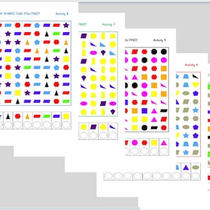 Printable Shapes Search and Count, Counting, Coloring, Homeschool, Kids ...