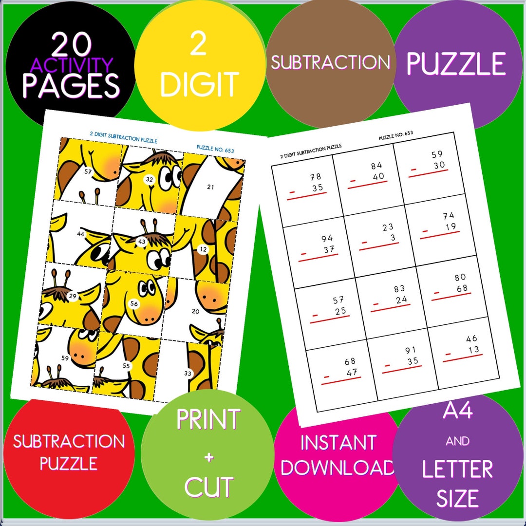 20 Puzzle for 2 Digit Subtraction. Subtraction Worksheets. Subtracting ...