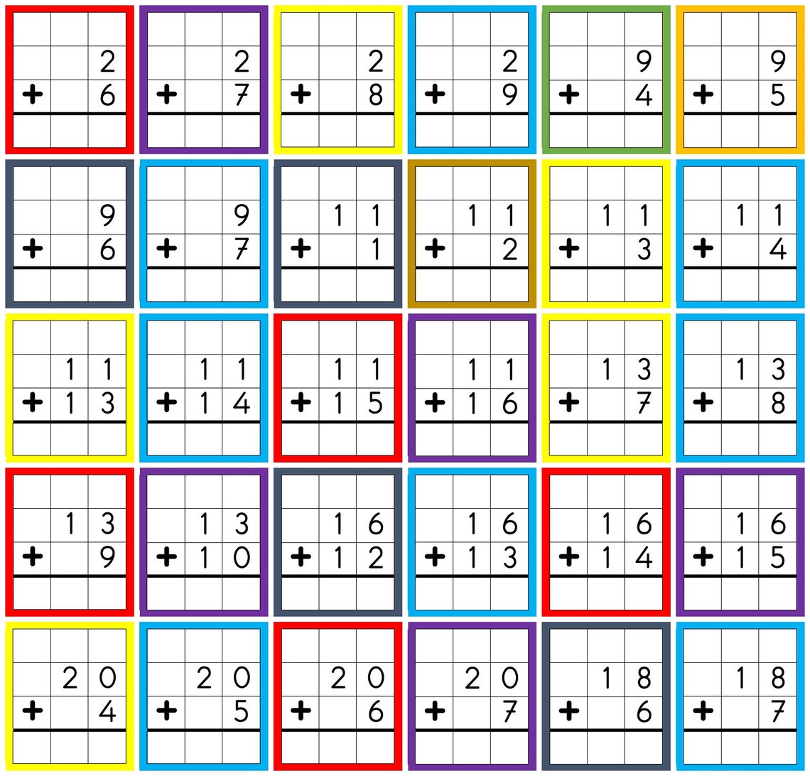 Addition Flash Cards Numbers 0 to 20 Printable Preschool Homeschool ...