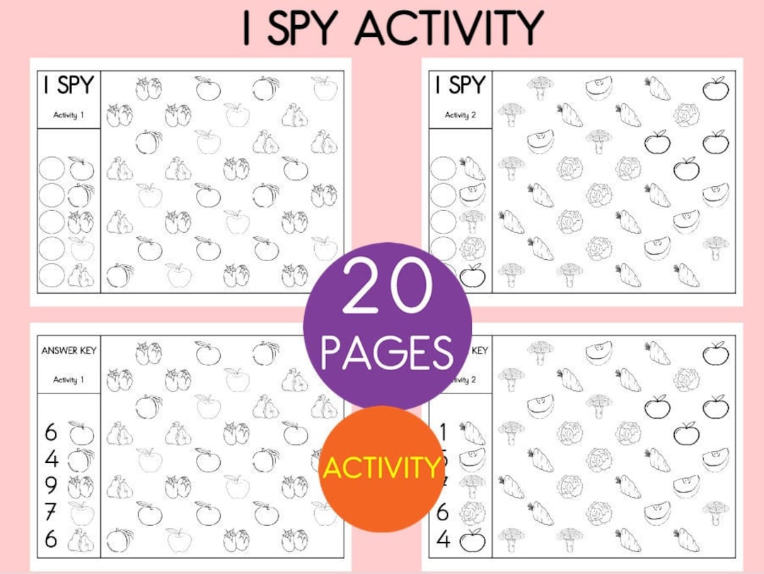 20 I Spy Game Fun I Spy Activity Pages for Kids to Do for Quiet Time It ...